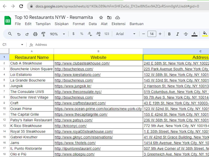 Data entry data mining web research excel spreadsheet by Resmamita | Fiverr