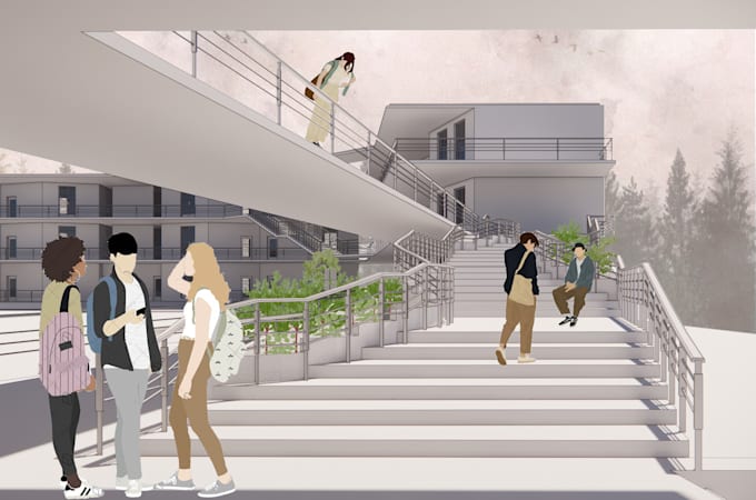 Create architectural collage rendering and plans in photoshop by ...