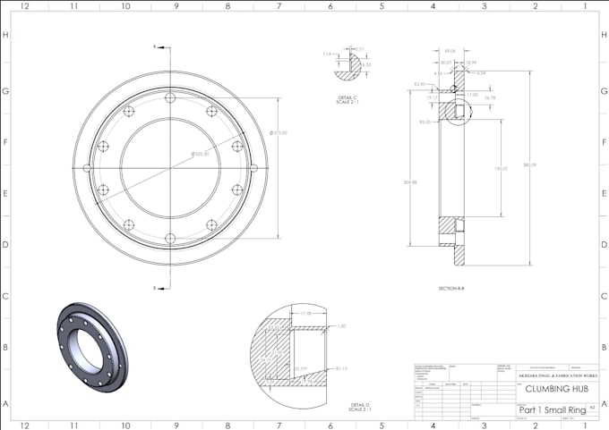 Draw 2d drawing with 3d components in solidworks by Seevum_designs | Fiverr
