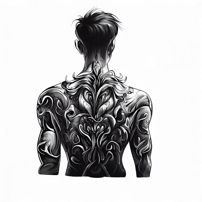 Hand draw a full back tattoo design unique modern by Wheadau | Fiverr