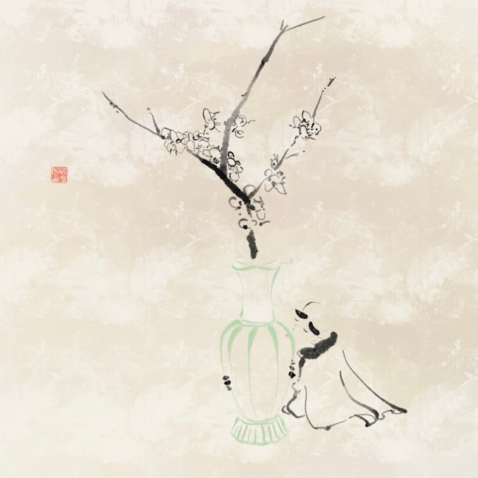 Oriental painting, arhat, flower by Daorengod1010 | Fiverr