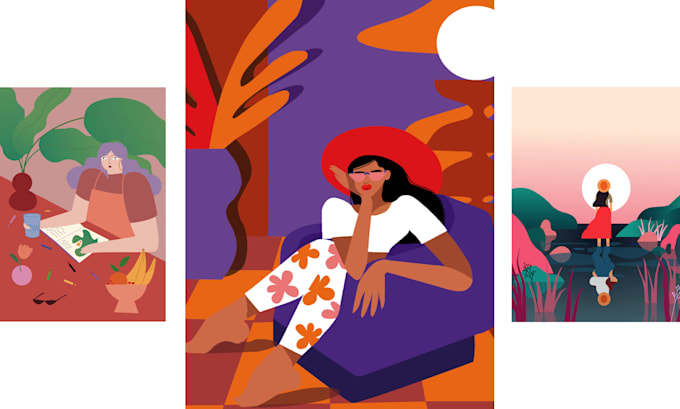 Design custom 2d flat vector illustrations by Lyubarytowa | Fiverr
