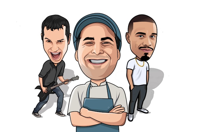 Draw cartoon caricature potrait from your picture by Amad_dsgn | Fiverr