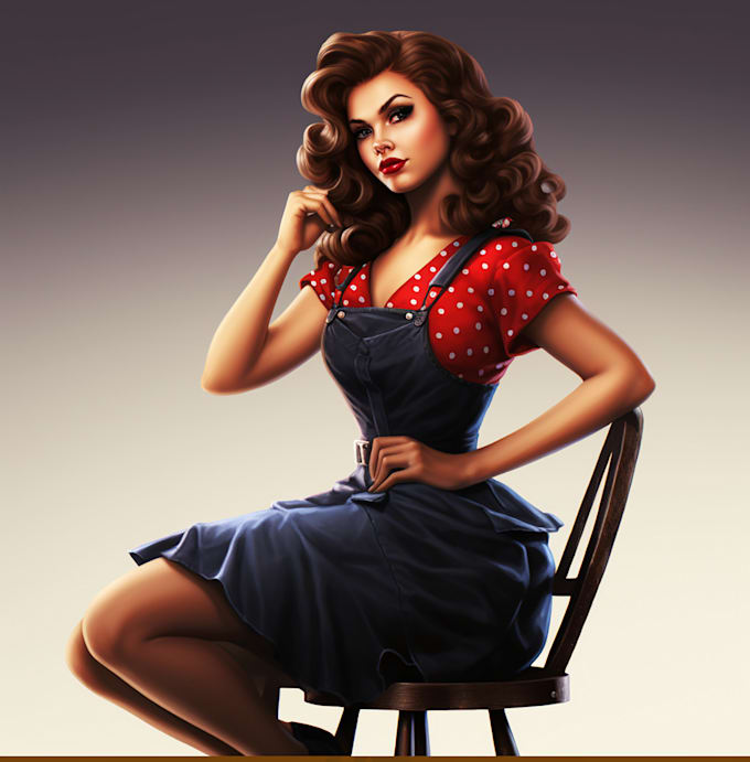 Make pin up girl and pin up girl illustration by Slediwing | Fiverr