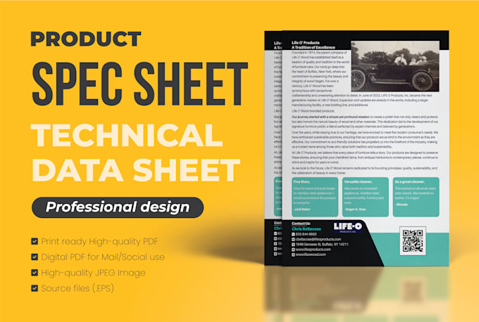 Design professional product sheet, spec sheet or tech data sheets by ...
