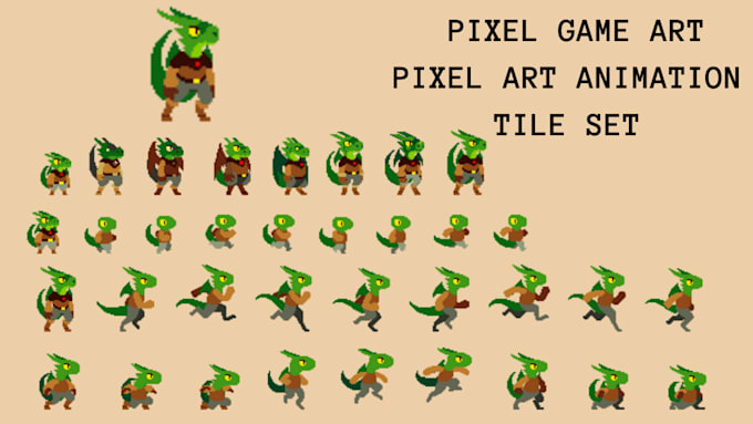 Create 2d pixel sprite sheet, pixel game art, pixel art animation, rpg ...