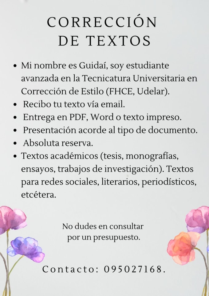Correct your text in spanish in detail by Guidai_bl | Fiverr Correct your text in spanish in detail by Guidai_bl | Fiverr
