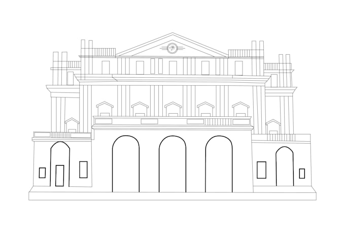 Draw building sketch and architectural line art drawing by Taylor ...