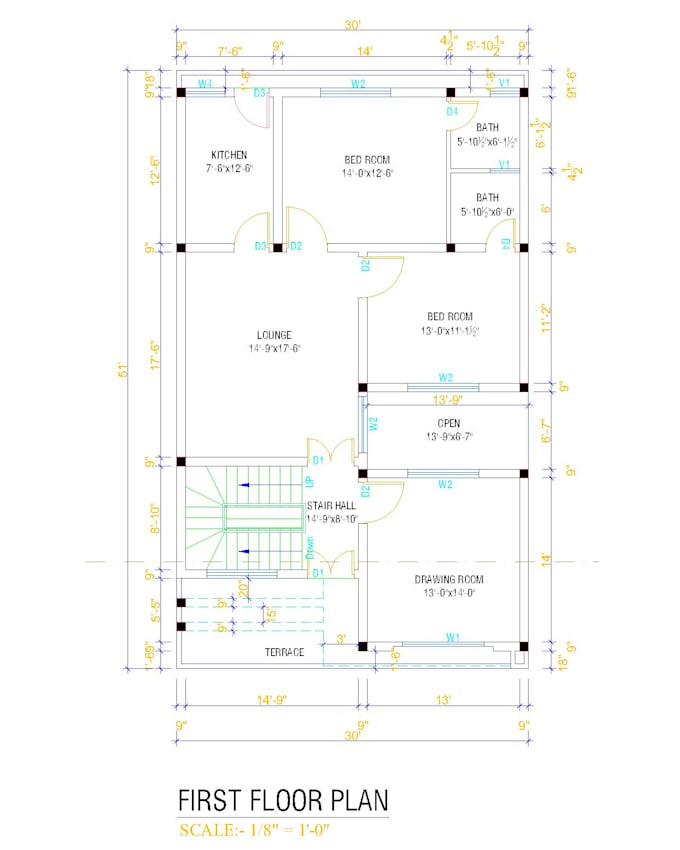 Draw architectural floor plan in autocad 2d and convert pdf , sketch in ...