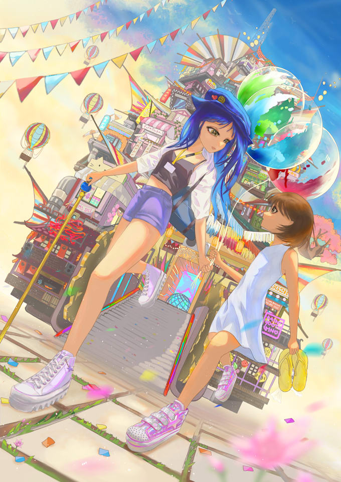 Draw beautiful fluid anime style illustration full body by Leaebreo ...