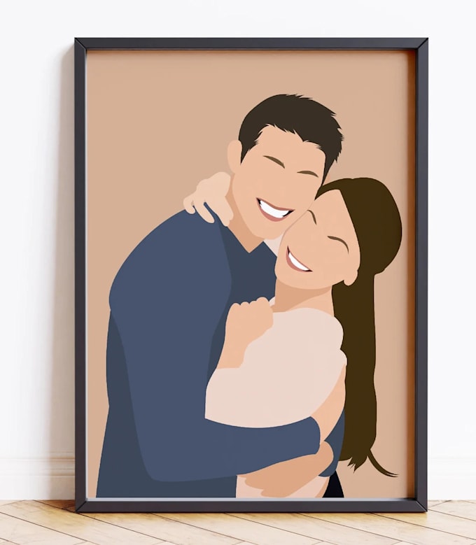 Minimalist digital portrait, couples portrait by Mememe1112 | Fiverr