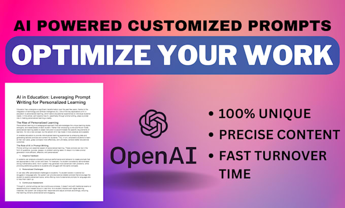 Create your ai driven customized prompts by Ayesha_tehreeem | Fiverr