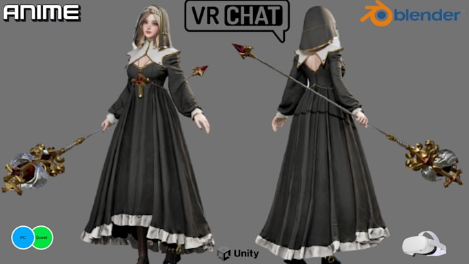 Create a high quality 3d vrchat avatar, vrc avatar, 3d anime 3d furry ...