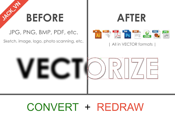 Redraw, convert to vector in 2 hours, free source files by Jack_vn | Fiverr