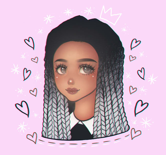 Draw a cute portrait of your character by Angelbabyxo | Fiverr