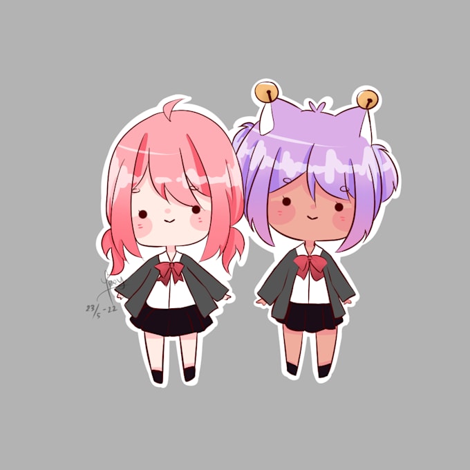 Create chibi, cartoon and anime illustration by Fryfries | Fiverr