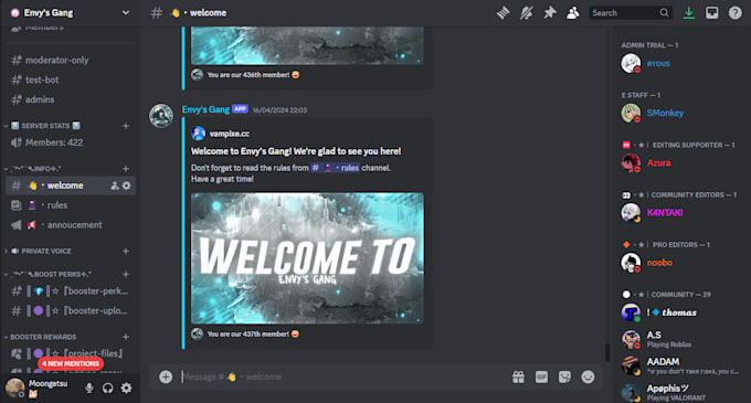Create a discord bot for your editing community or unit by Moongetsu | Fiverr