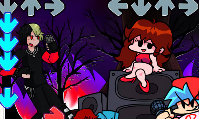 Realizza il design dei personaggi fnf, l'animazione degli sprite fnf ...