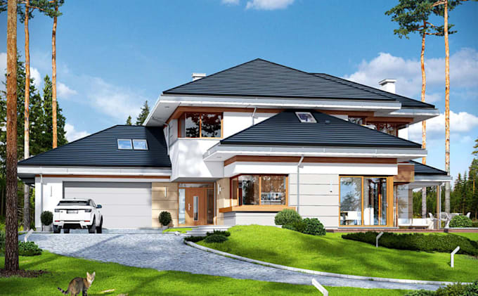 Design house, apartment, highrise front elevation by Zarararchitect | Fiverr