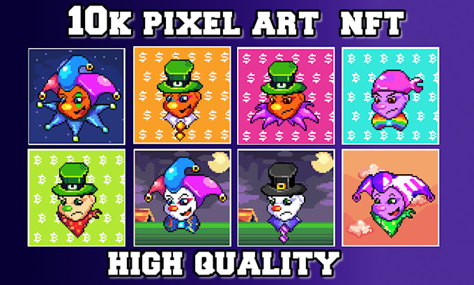 Create unique 10k nft pixel art collection for you by Miteshaheriya ...