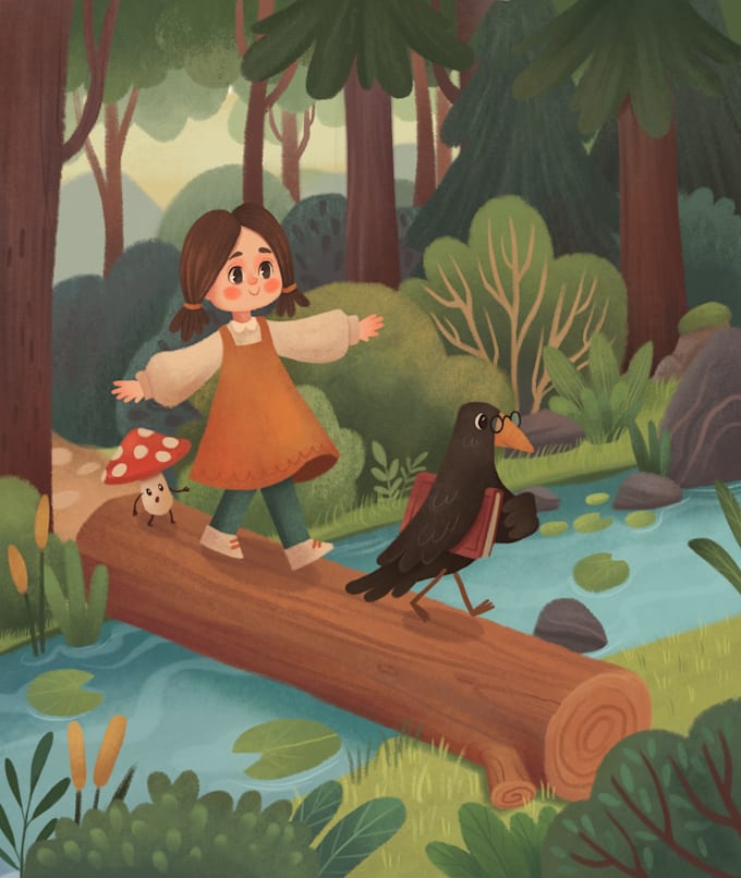 Draw children story book illustration by Velien | Fiverr