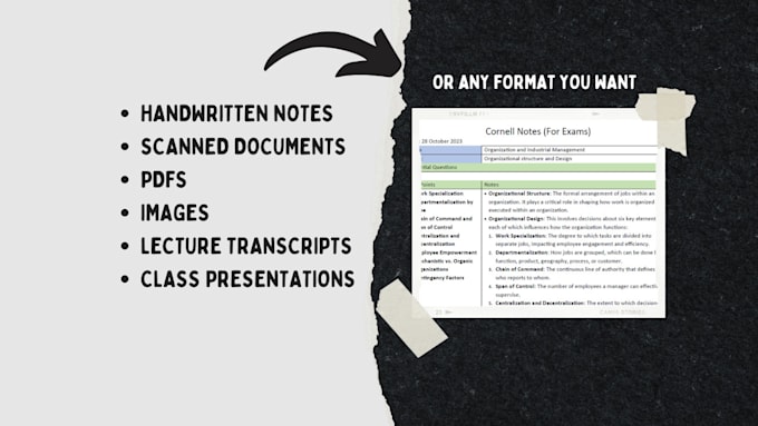 Do study notes typing of any subject, cornell notes, and custom formats ...