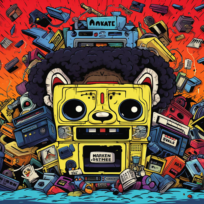 Do cartoon mixtape cover art, cartoon album cover art by Strupoda | Fiverr