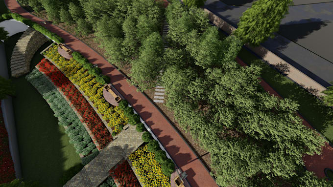 L do 3d architectural animation of landscape, town planning, building ...