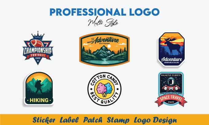 Design round sticker label patch stamp and instagram logo design by ...