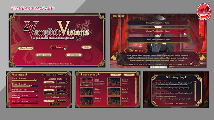 Create a graphic user interface design for a visual novel video game by Akiraasset | Fiverr