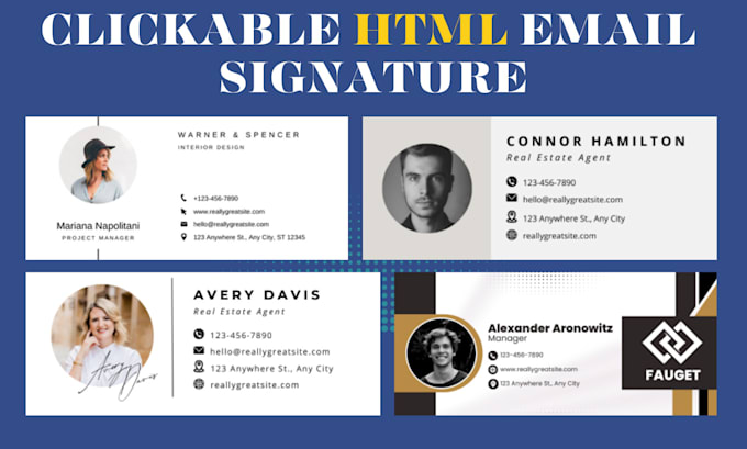 Do clickable static and animated html email signature design by Saqib_web007 | Fiverr