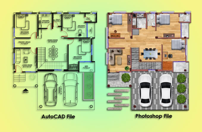 Do photoshop rendered color floor plan for real estate agent by Engr ...