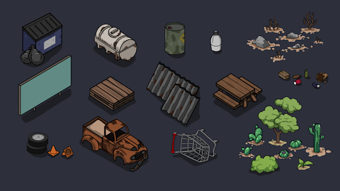 Do isometric game art style props by Madel_md | Fiverr