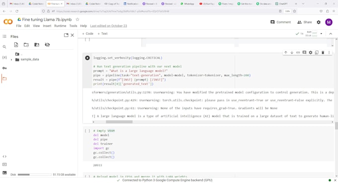 Develop chat bot using gpt 3 llama 7b model fine tuned on your data by ...