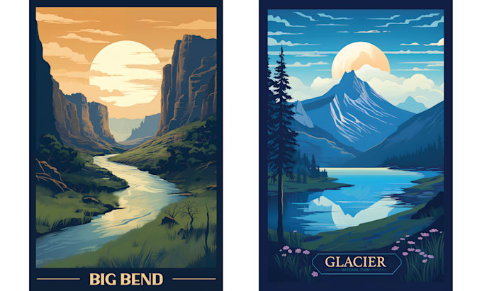 Create a poster with landscape illustration by Egemen_erzincan | Fiverr