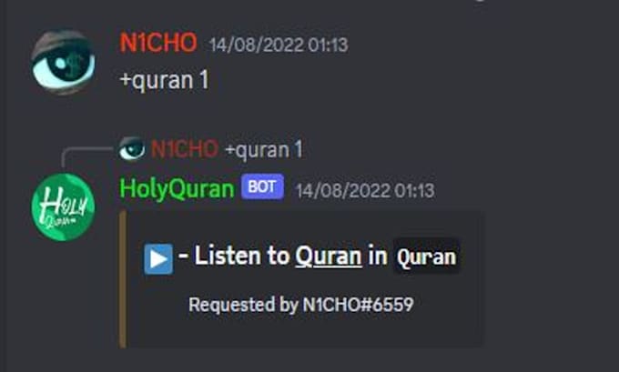 Create a custom discord quran bot by Samusken1cho123 | Fiverr