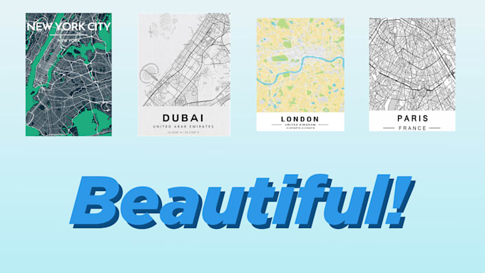Create beautiful city poster map wall posters by Husaams | Fiverr