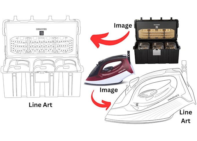 Do technical line drawing or vector illustration of product, vehicle or ...