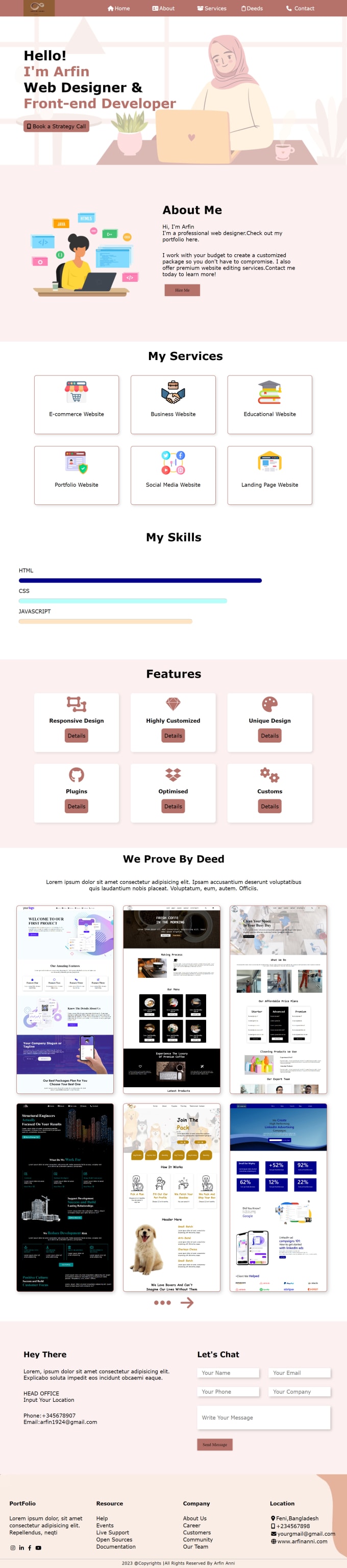 Create personal portfolio website design using html,css by Arfin_anni ... Create personal portfolio website design using html,css by Arfin_anni ...