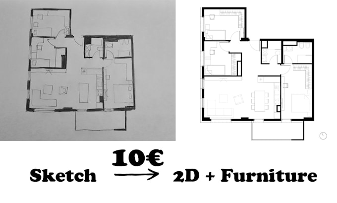 Draw your sketch as a 2d plan by Sarashabani | Fiverr