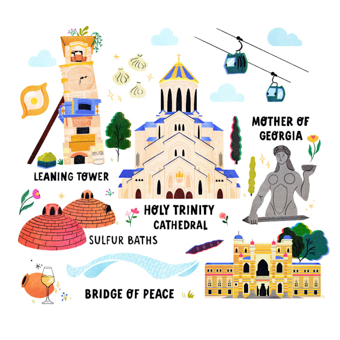 Create map illustrations with tourist attraction places by Noelle_shall ...