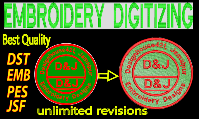 Embroidery digitizing design into dst pes jef file in 1 hour by ...