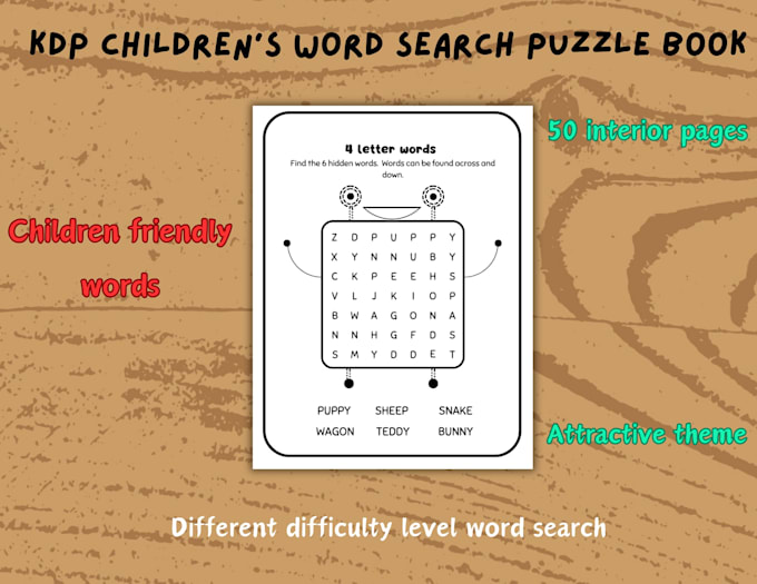 Create kids word search book by Ghanishayzada | Fiverr
