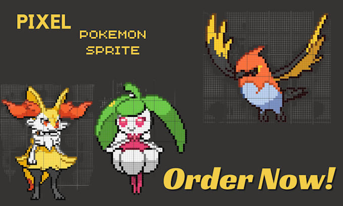 Do pixel art in pokemon style, pokemon trainer, fusion, sprite sheet ...