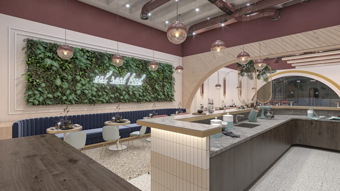 Do cgi interior design and 3d rendering for 3d resturant or 3d coffee ...