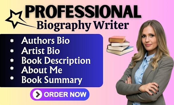 Write author bio artist bio book description about me book summary ...