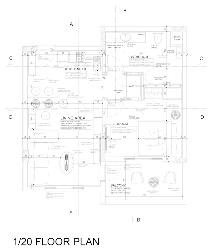 Draw detailed 1 20 scale floor plans for interiors by Yagizerdogan | Fiverr