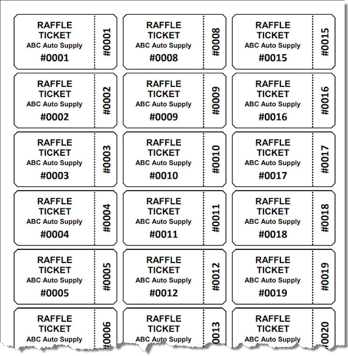 Create raffle tickets with numbers from scratch by Rolly09 | Fiverr