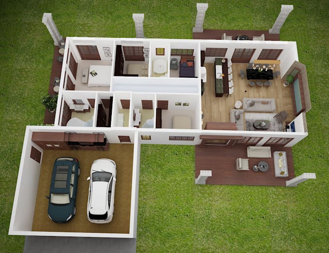 Creare planimetrie architettoniche 2d, planimetrie 3d, modellazione 3d ...