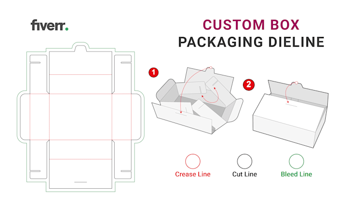 Create custom packaging box dieline, cut lines template and die cut by ...